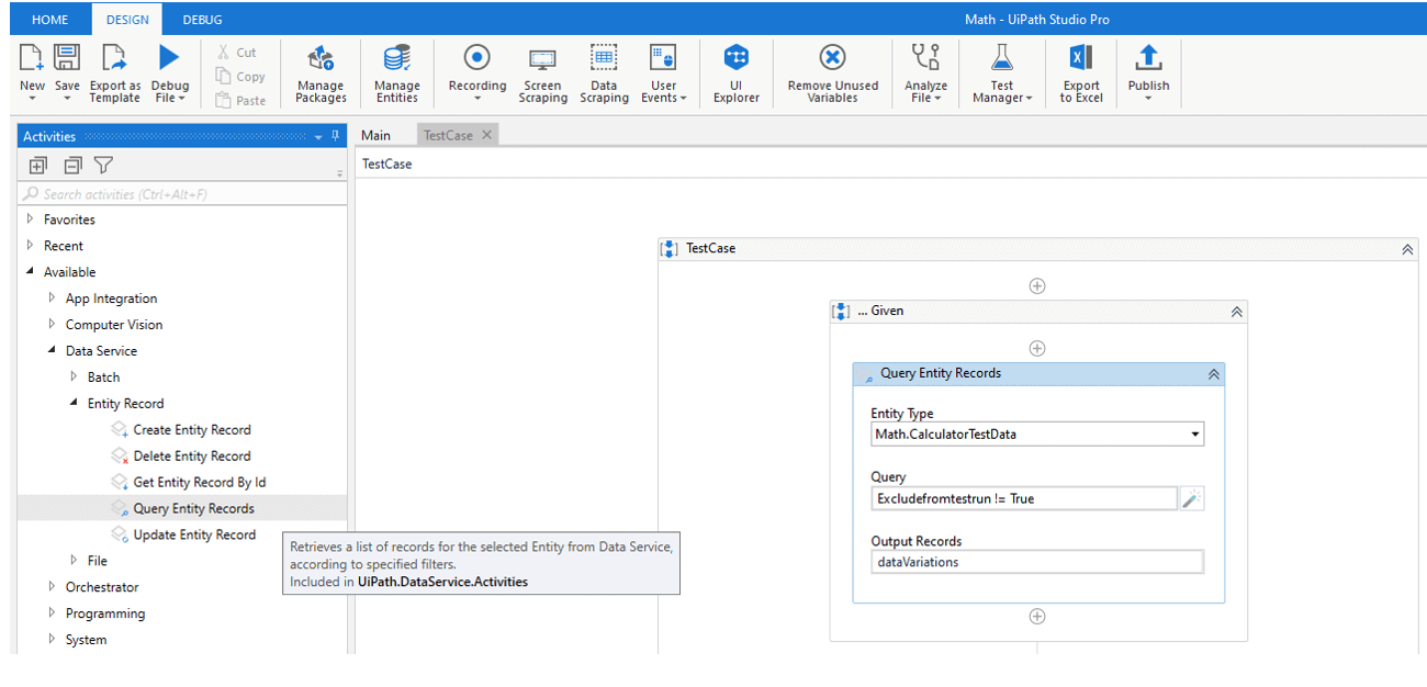 UiPath Test Suite and Data Service