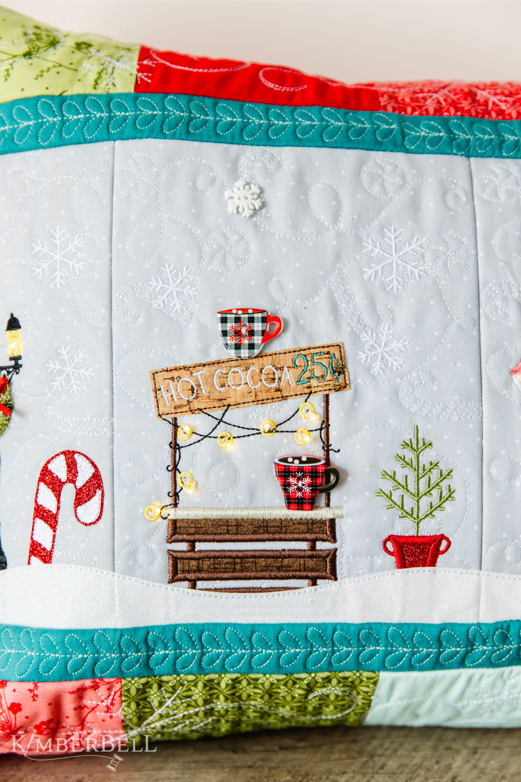 Take a Stroll Along Candy Cane Lane, Kimberbell's New Bench Pillow for
