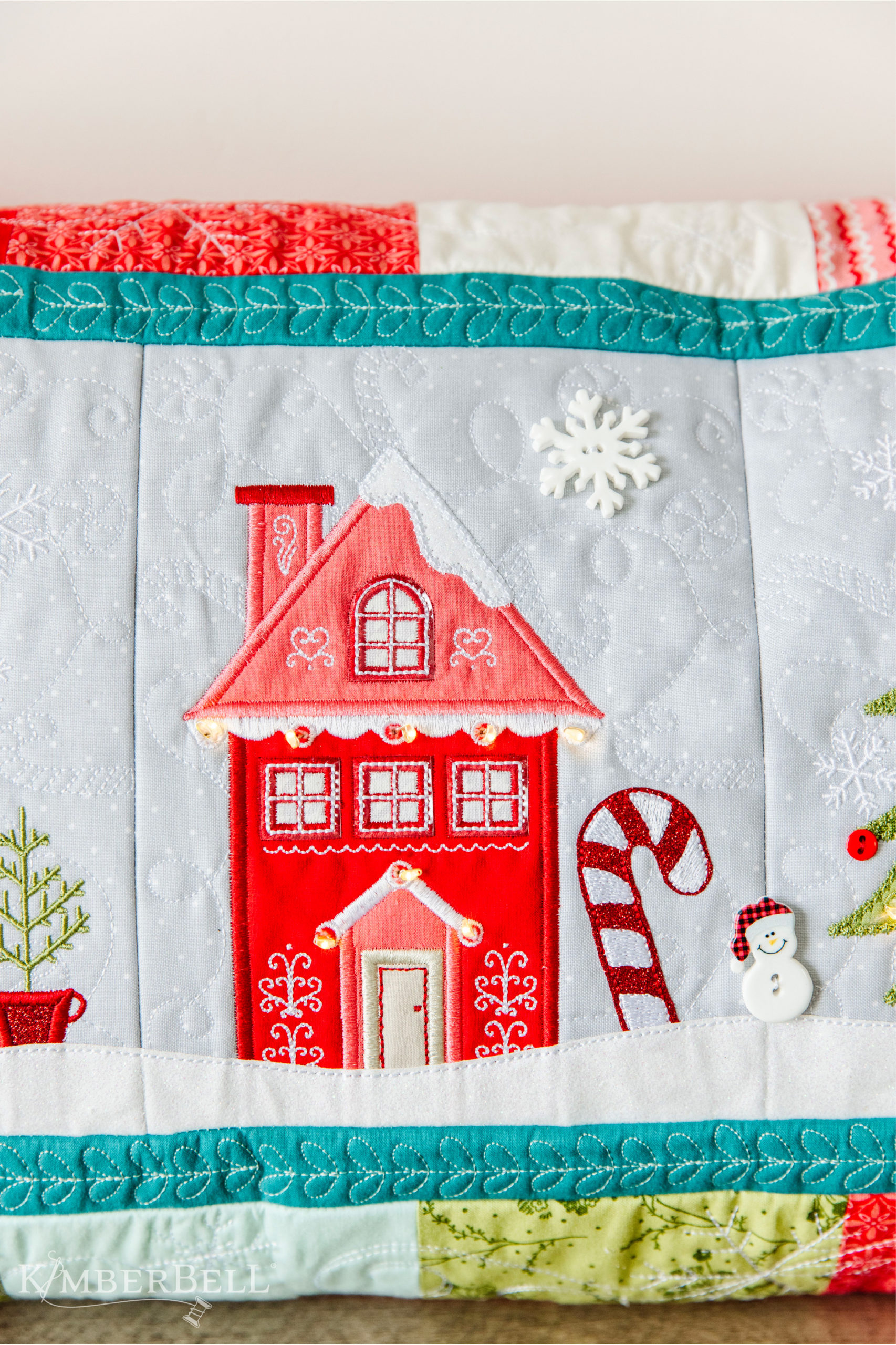 Take a Stroll Along Candy Cane Lane, Kimberbell's New Bench Pillow for
