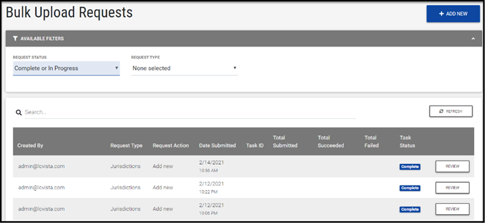 Bulk Upload Requests – LCvista Knowledge Base
