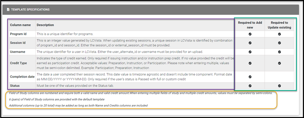 Bulk Uploads: Session Records – LCvista Knowledge Base